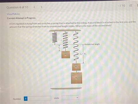 Solved A 0.41-kg block is hung from and stretches a spring | Chegg.com