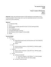 CHM L Pre Lab Project Week Pdf Pre Laboratory Planning NAME Project Analysis Of
