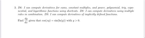 Solved 3 D6 I Can Compute Derivatives For Sums Constant
