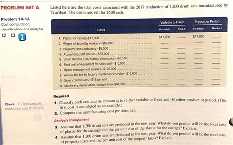 Solved Problem Set A Problem 14 1a Cost Computation