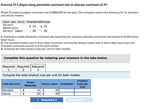 Solved Exercise Algo Using Plantwide Overhead Rate To Chegg