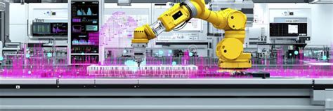 Yellow Robotic Arm In High Tech Manufacturing Setup Stock Illustration Illustration Of Robotic