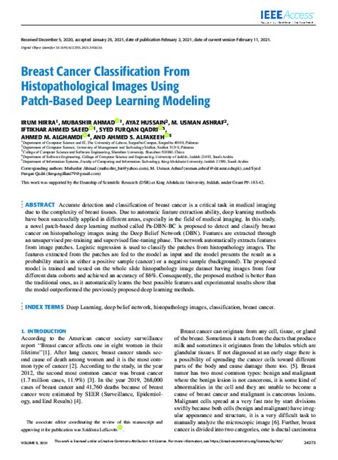 Pdf Breast Cancer Classification From Histopathological Images Using Patch Based Deep Learning