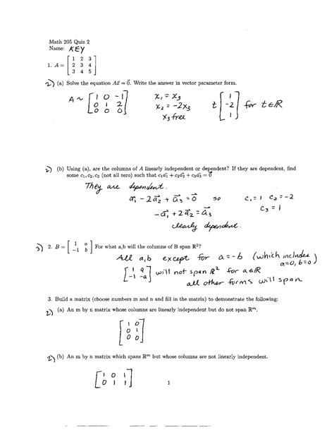 Vector Parameter Linear Algebra Quiz Solution Docsity Vector Parameter Linear Algebra Quiz Solution Docsity