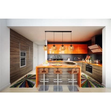 Punch Black 4 Light Over Island Fitting With Amber Dimpled Glasses