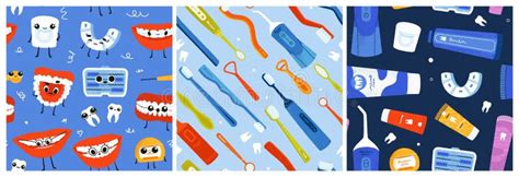 Oral Hygiene Pattern Seamless Print With Dental Care Products Mouthwash Toothbrush