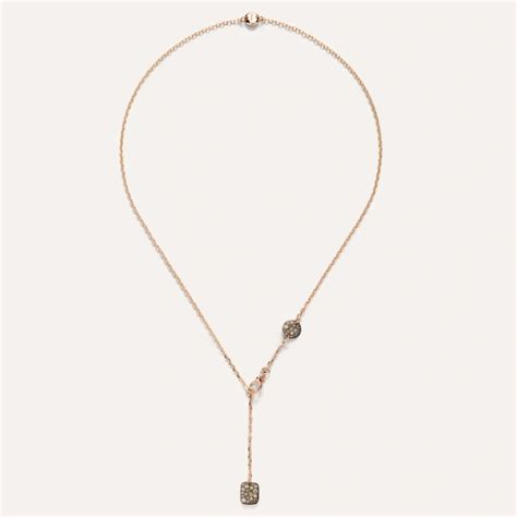 Pomellato Diamond Encrusted Sabbia Lariat Necklace In 18k Rose Gold
