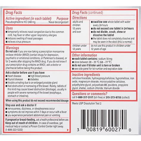 Sudafed 24 Hour Non Drowsy Nasal Decongestant Tablets 10 Count Safeway