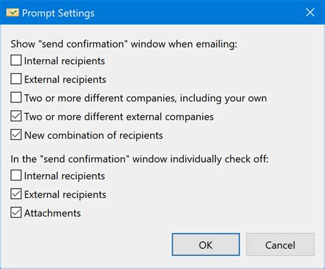 Prompt Settings Window — Sendaware User Guide