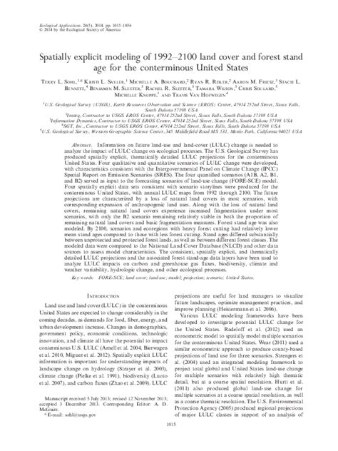 Pdf Spatially Explicit Modeling Of 1992 2100 Land Cover And Forest