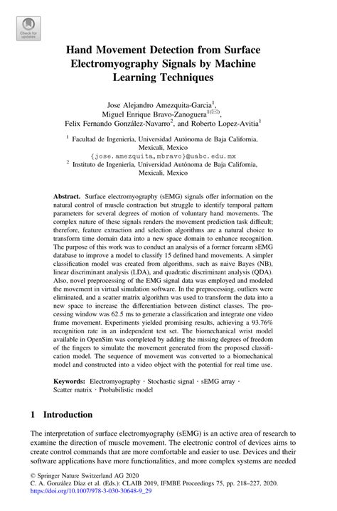 Pdf Hand Movement Detection From Surface Electromyography Signals By