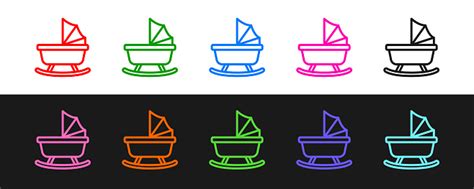 흑백 배경에 격리 된 세트 아기 유모차 아이콘 유모차 버기 유모차 유모차 바퀴 벡터 0명에 대한 스톡 벡터 아트 및 기타 이미지