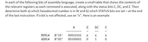 Solved In Each Of The Following Bits Of Assembly Language