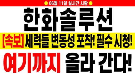 한화솔루션 주가 전망 긴급 세력들의 변동성 포착 얼른 대응 준비하세요 Youtube