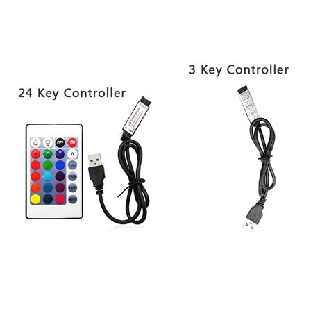 Kefeng 5V 24V USB RGB LED Controller RF IR 3Key 24Key RGB LED Dimmer 4 Pin USB Interface For