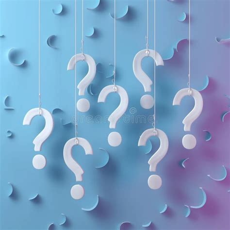 Curiosity Concept Gradient Background With White Hanging Question Marks