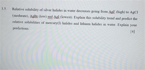 Solved Relative Solubility Of Silver Halides In Water