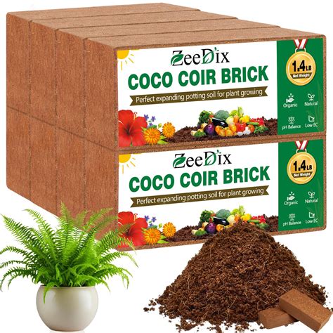 Zeedix 8 Pack Coco Coir Brick 112lbs 100 Organic Coconut Coir For