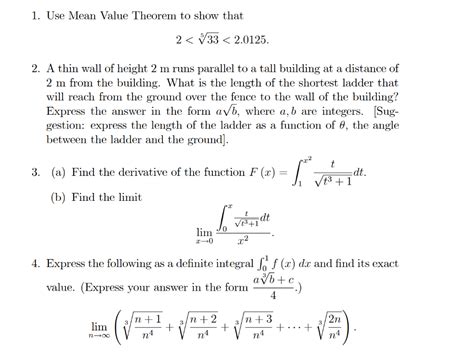 Solved Use Mean Value Theorem To Show That