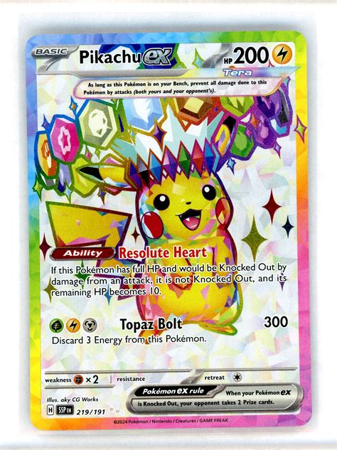 Pikachu Ex 2024 Scarlet And Violet Surging Sparks 219191 Ultra Rare