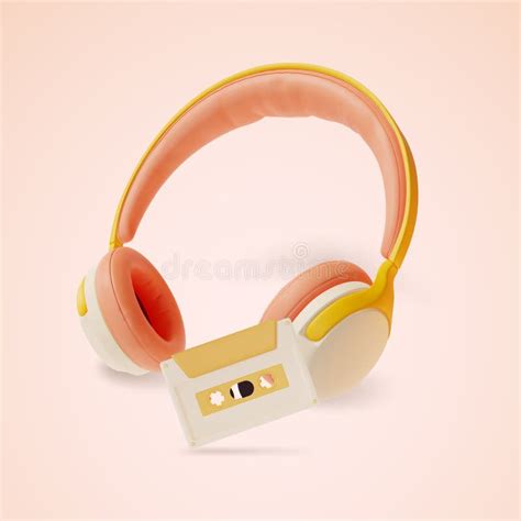 3d Headphones Music Gadget And Audio Cassette Cartoon Style Vector Stock Vector Illustration