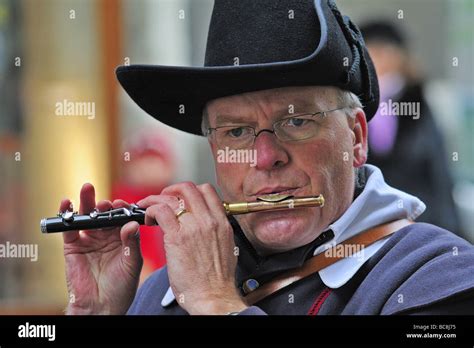 Piccolo Player Playing In A Military Band In Genevas Escalade Festival