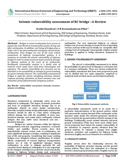 Seismic Vulnerability Assessment Of Rc Bridge A Review Pdf Earthquakes Seismology