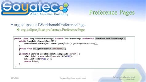 Eclipse Plugin Development Part 4 Preferences 1232020 Soyatec