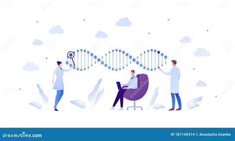 Science Genetic Laboratory And Gene Analyze Concept Vector Flat Person