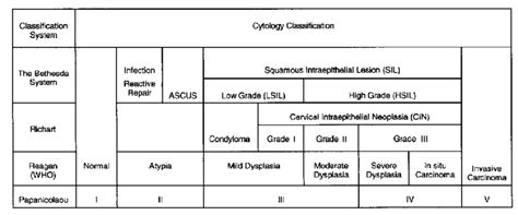 Map Of Classification Schemes For Cervical Cytology Ascus Atypical