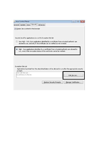 In Exception Site List Select Edit Site List Tab And Click On Add