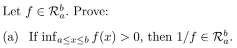 Let F∈rab Prove A If Infa≤x≤bfx0 Then