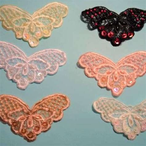 10 Butterfly Motifs With Beads And Sequins 9cm X 5cm Choice Of Colour