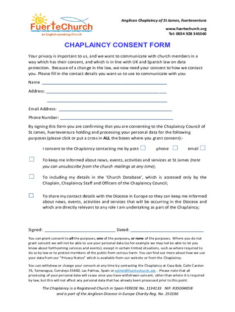 Fillable Online CHAPLAINCY CONSENT FORM Fax Email Print PdfFiller