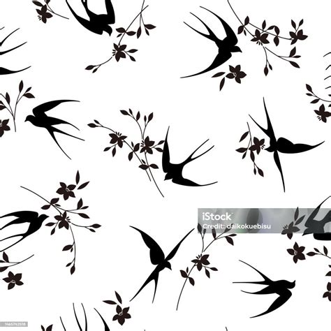Japanese Style Swallow Seamless Pattern Stock Illustration Download