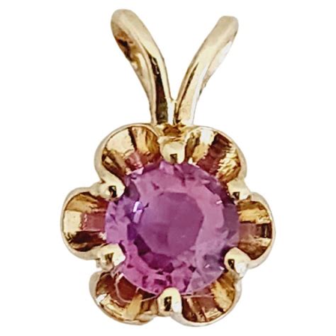 058 Carat Pink Sapphire Pendant 14 Karat Yellow Gold For Sale At 1stdibs