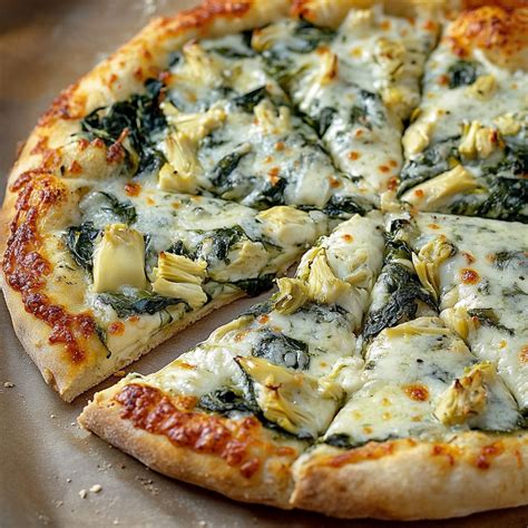 High Protein Spinach Artichoke Pizza