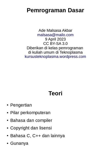 Pemrograman Dasar Pdf