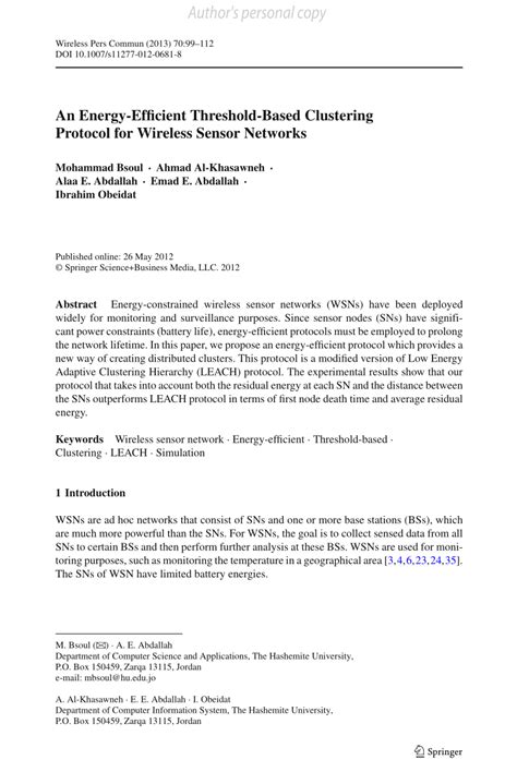 Pdf An Energy Efficient Threshold Based Clustering Protocol For Wireless Sensor Networks