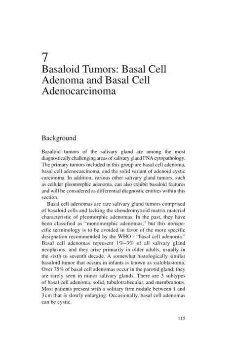 Basaloid Tumors Basal Cell Adenoma And Basal Cell Adenocarcinoma Docslib