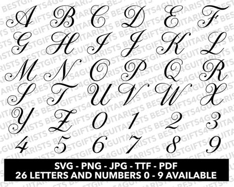 Calligraphy Font Svg Calligraphy Letters Wedding Numbers Calligraphy