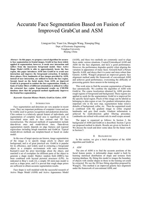Pdf Accurate Face Segmentation Based On Fusion Of Improved Grabcut And Asm