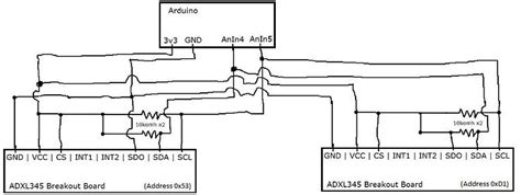 2 Adxl345 Accelerometers Simultaneously Connected In I2c Mode