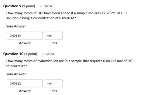 Solved How Many Moles Of Hcl Have Been Added If A Sample Chegg Com