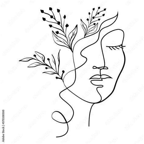 Elegant One Line Sketches Of Woman Abstract Face Female Face Drawing