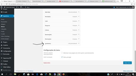 Pendência Ao Adicionar Um Item Ao Menu Wordpress Stack Overflow Em