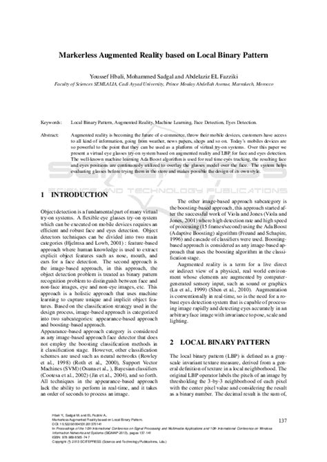 Pdf Markerless Augmented Reality Based On Local Binary Pattern