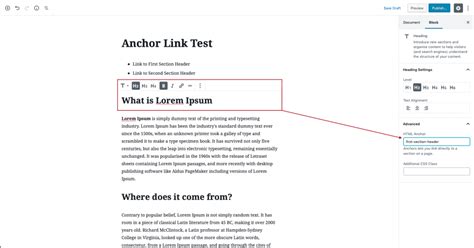 Create In Page Anchor Links In Wordpress Gutenberg Editor Astral Web Inc