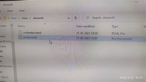 Not Able To Find Secrets Toml File Using Streamlit Streamlit