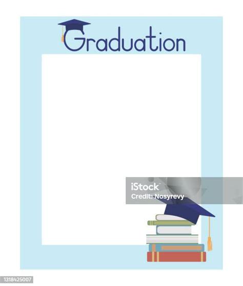 졸업 사진 부스 소품 또는 텍스트프레임 템플릿 책과 학술 모자 벡터 일러스트레이션 졸업식에 대한 스톡 벡터 아트 및 기타 이미지 졸업식 세로 구도 2021년 Istock